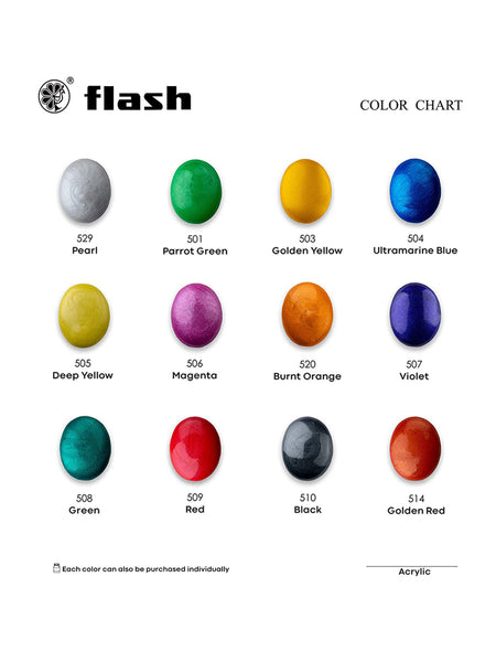 Flash Acrylic Metallic Basic Colors - Set of 12 - 50ml each – ArtSplash ...