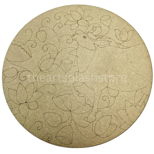 Premarked Pichwai Lotus Cow MDF Round Board - Artsplash Store ...